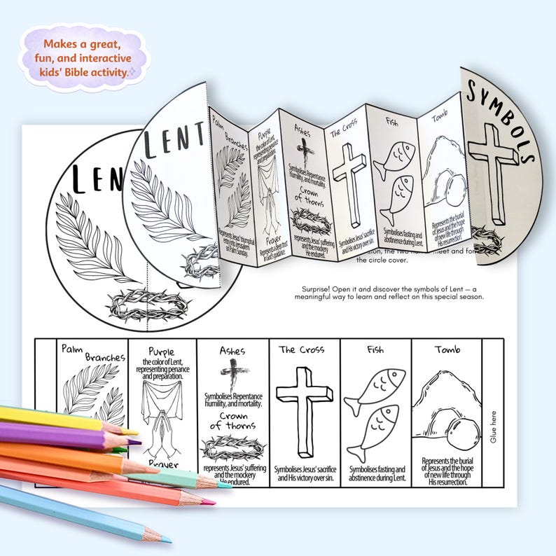 Lent Symbols Craft, Sunday School Coloring Activity (digital Download ...