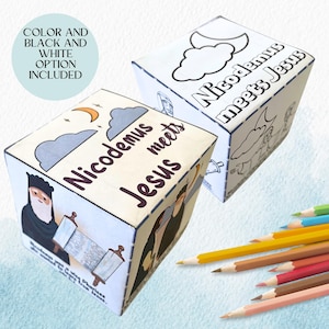 Nicodemus Meets Jesus Cube Craft – Printable Sunday School Bible ...
