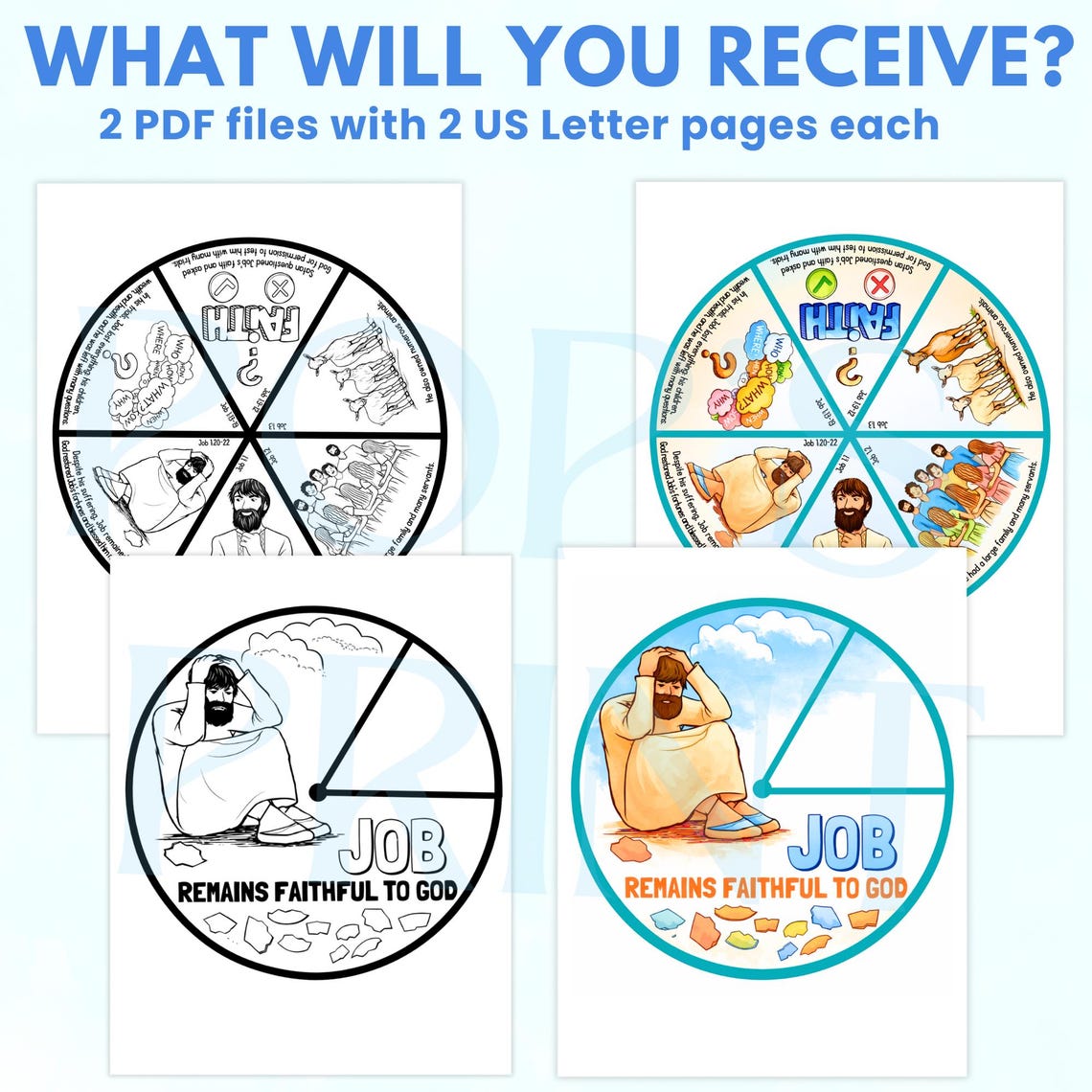 Story of Job Spinner Wheel Craft | Sunday School Bible Coloring ...