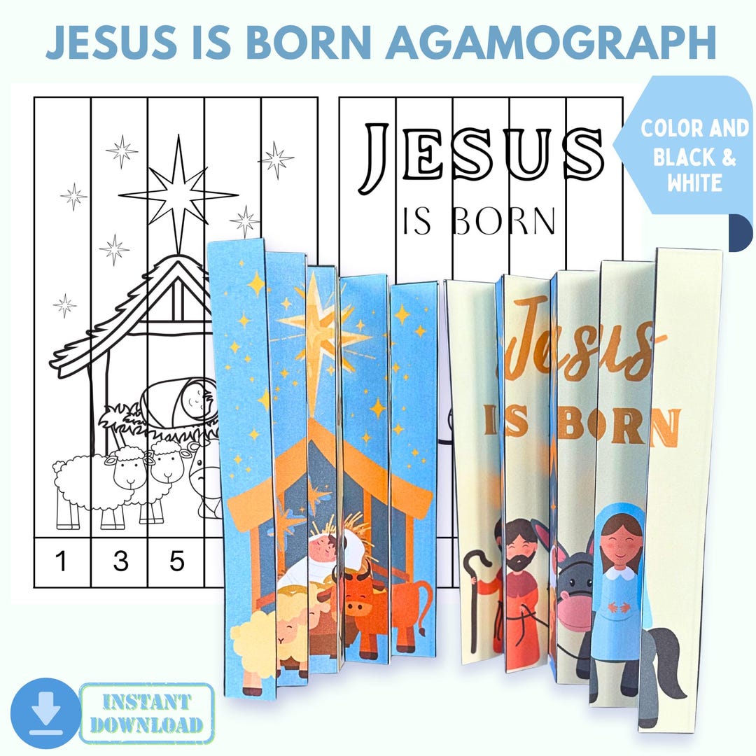 Printable Jesus is Born Agamograph, Sunday School Craft, Nativity Kids ...