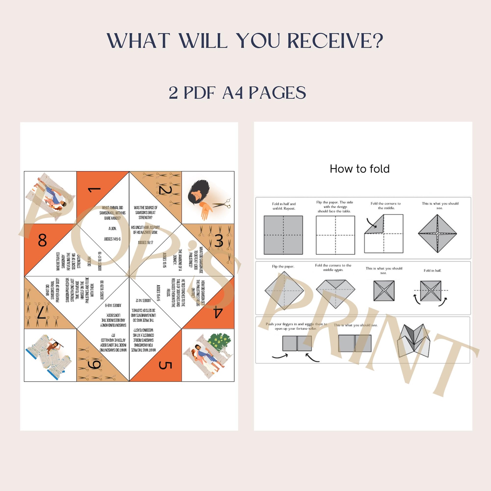 Samson Cootie Catcher| Sunday School Craft| Cootie Catcher| Printable ...