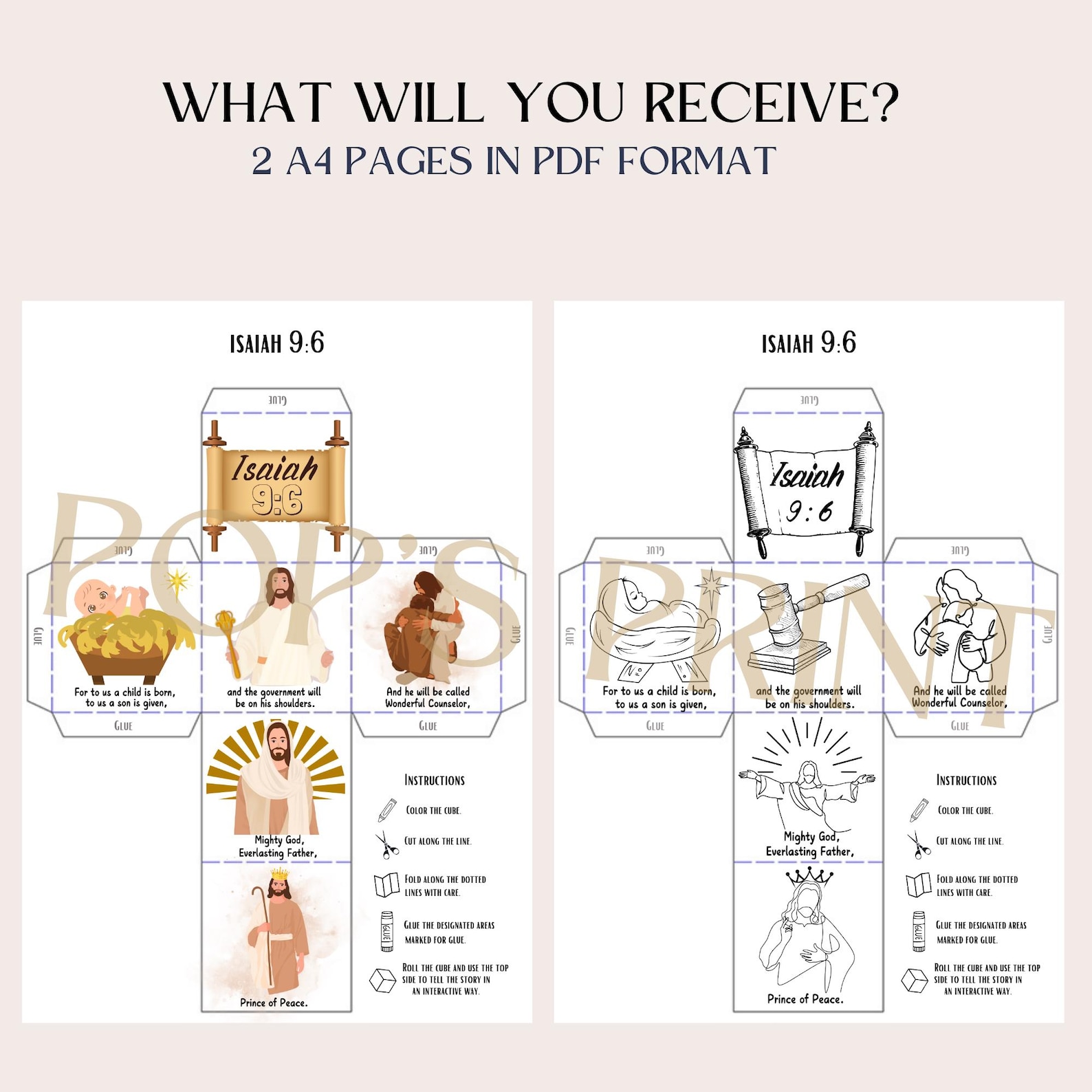 Isaiah 9:6 Cube Craft, Isaiah Printable Bible Activity, Memory Game ...