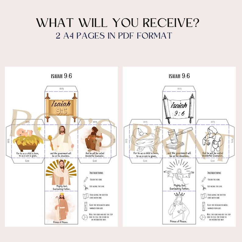 Isaiah 9:6 Cube Craft, Isaiah Printable Bible Activity, Memory Game ...