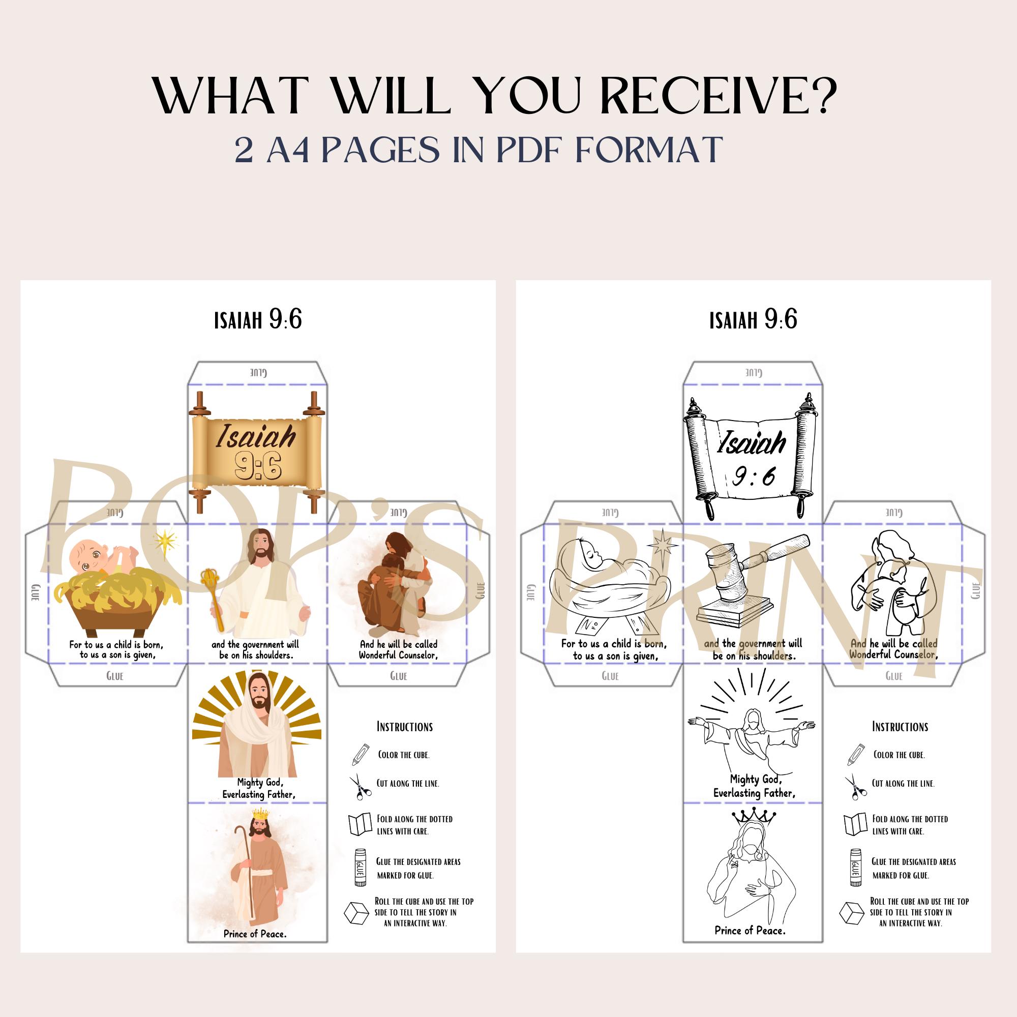 Isaiah 9:6 Cube Craft, Isaiah Printable Bible Activity, Memory Game ...
