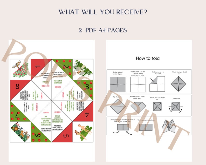 Adam and Eve Cootie Catcher| Sunday School Craft| Cootie Catcher ...
