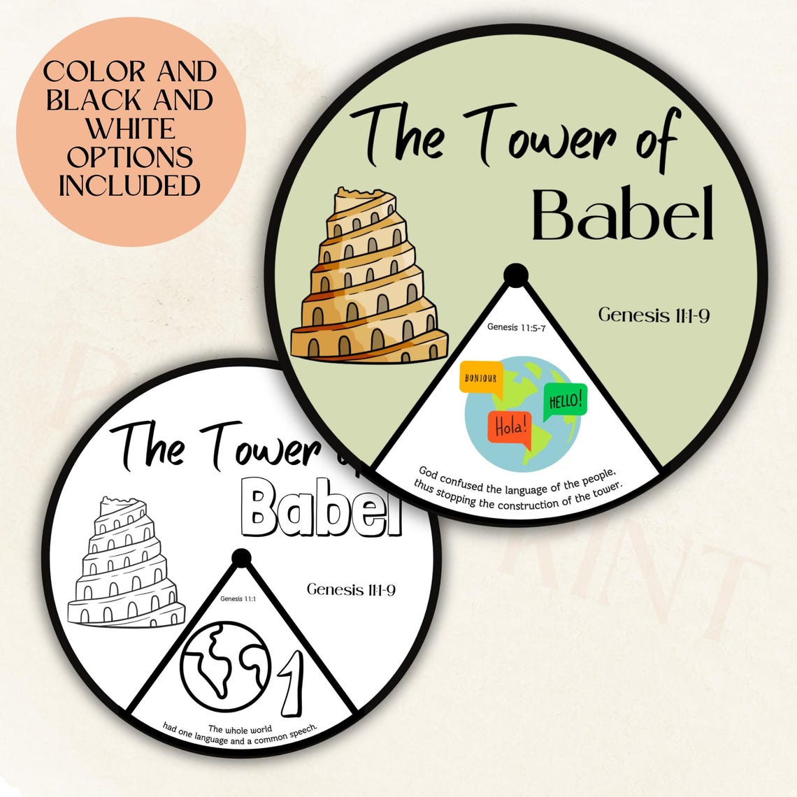 The Tower of Babel Spinner Wheel| Printable Sunday School Craft |kids ...