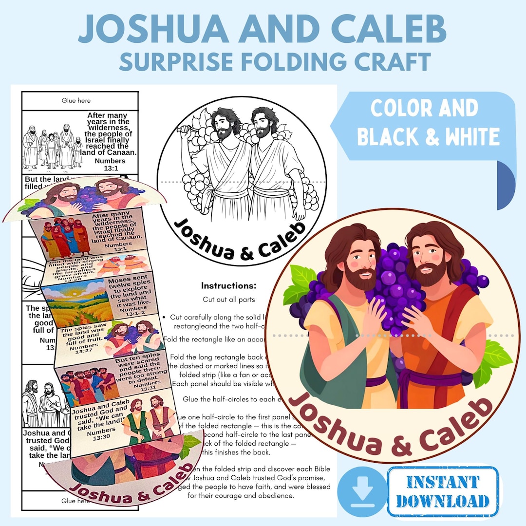 Joshua and Caleb Bible Craft | Sunday School Coloring Activity | Faith ...