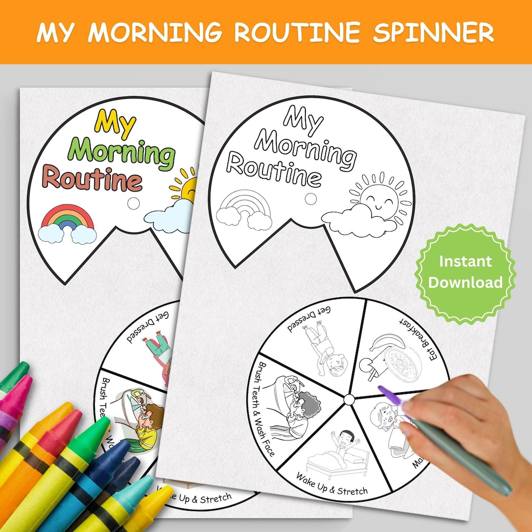 My Morning Routine Spinner | Kids Daily Routine Chart | Printable ...