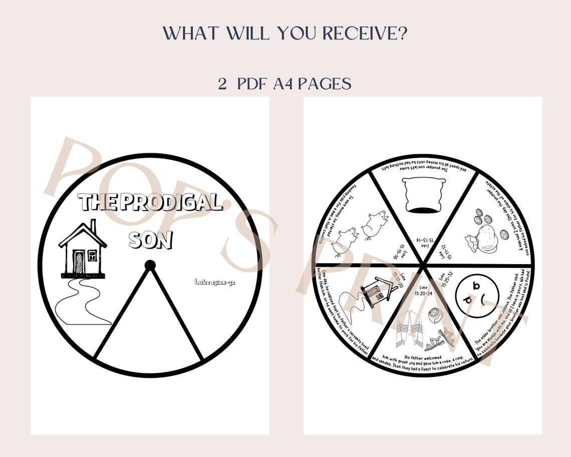 The Prodigal Son Coloring Spinner Wheel, the Lost Son Parable Craft ...