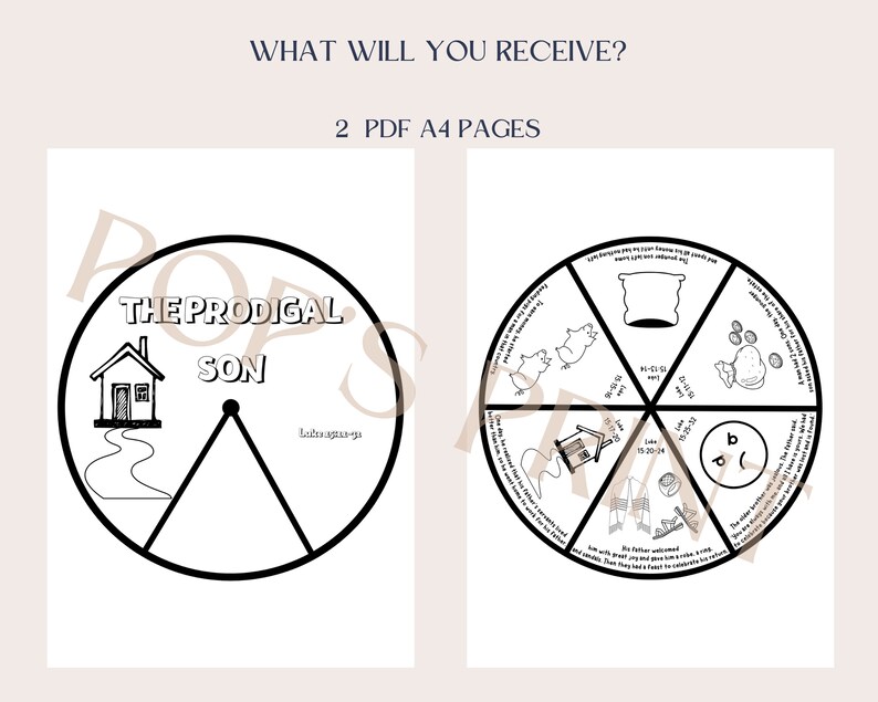 The Prodigal Son Coloring Spinner Wheel, the Lost Son Parable Craft ...