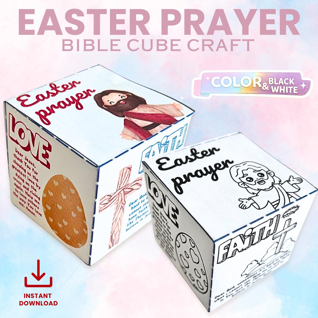 Easter Prayer Cube Craft | Sunday School Coloring Activity (digital ...