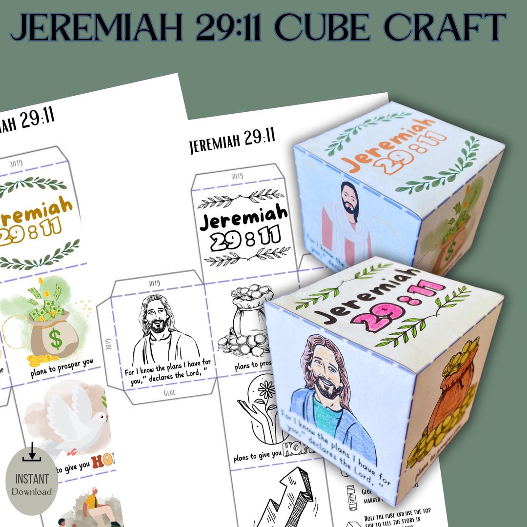 Jeremiah 29:11 Cube Craft – Printable Bible Activity, Kids Bible Verse ...