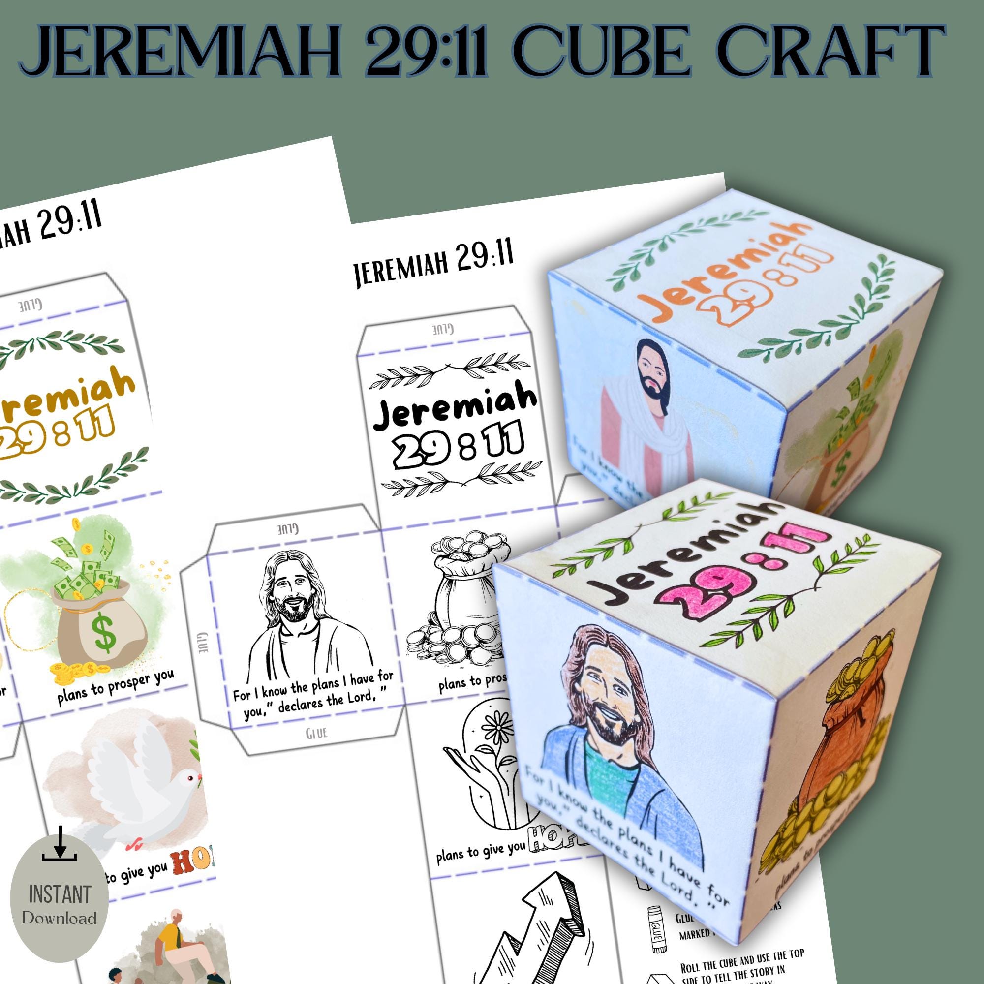 Jeremiah 29:11 Cube Craft – Printable Bible Activity, Kids Bible Verse ...