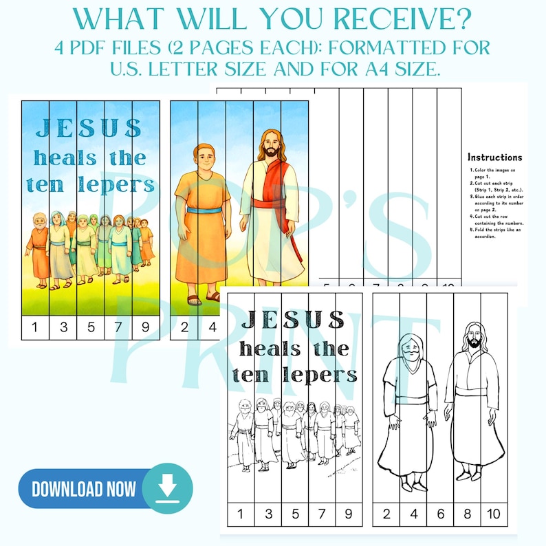 Jesus Heals Ten Lepers Agamograph Craft – Printable Sunday School Bible ...