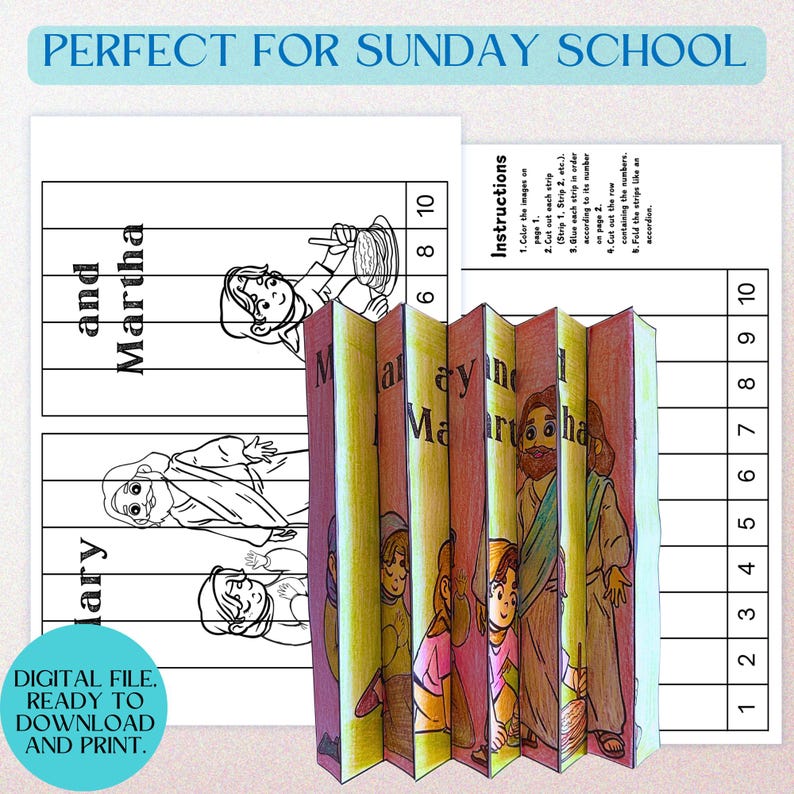 Mary and Martha Agamograph Craft, Sunday School Bible Activity (digital ...