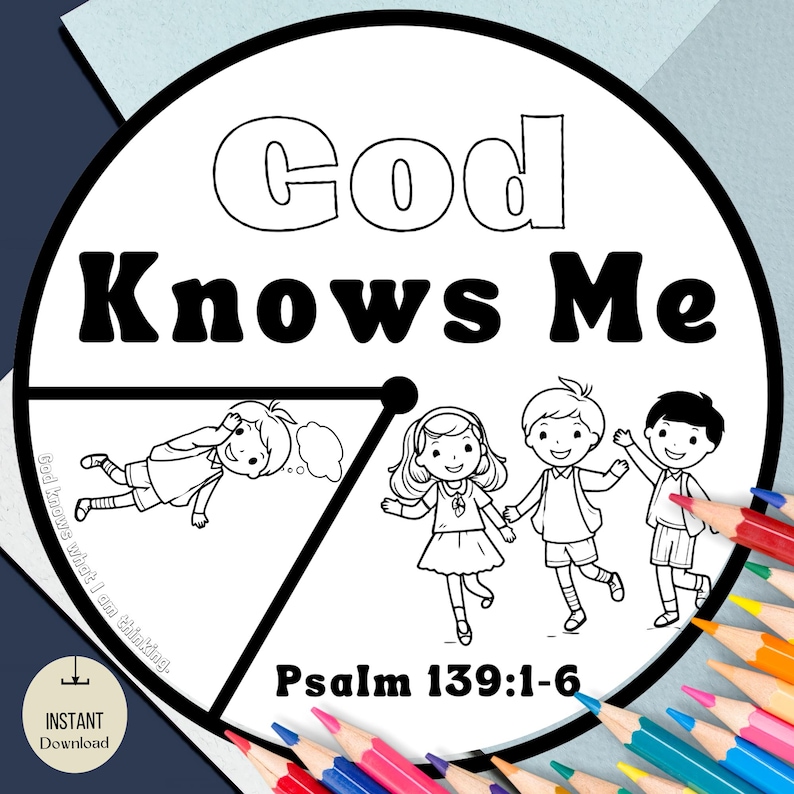 Printable 'god Knows Me' Coloring Spinner Wheel, Sunday School Lesson ...