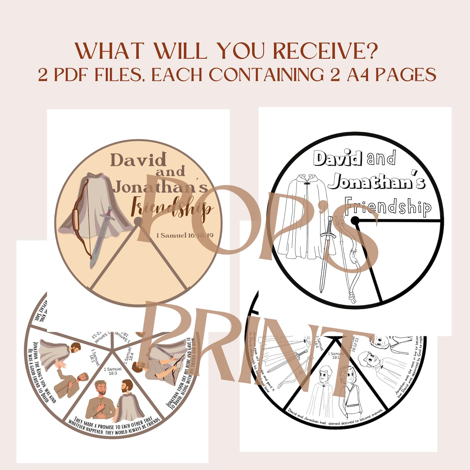 Printable David and Jonathan's Friendship Coloring Spinner Wheel ...
