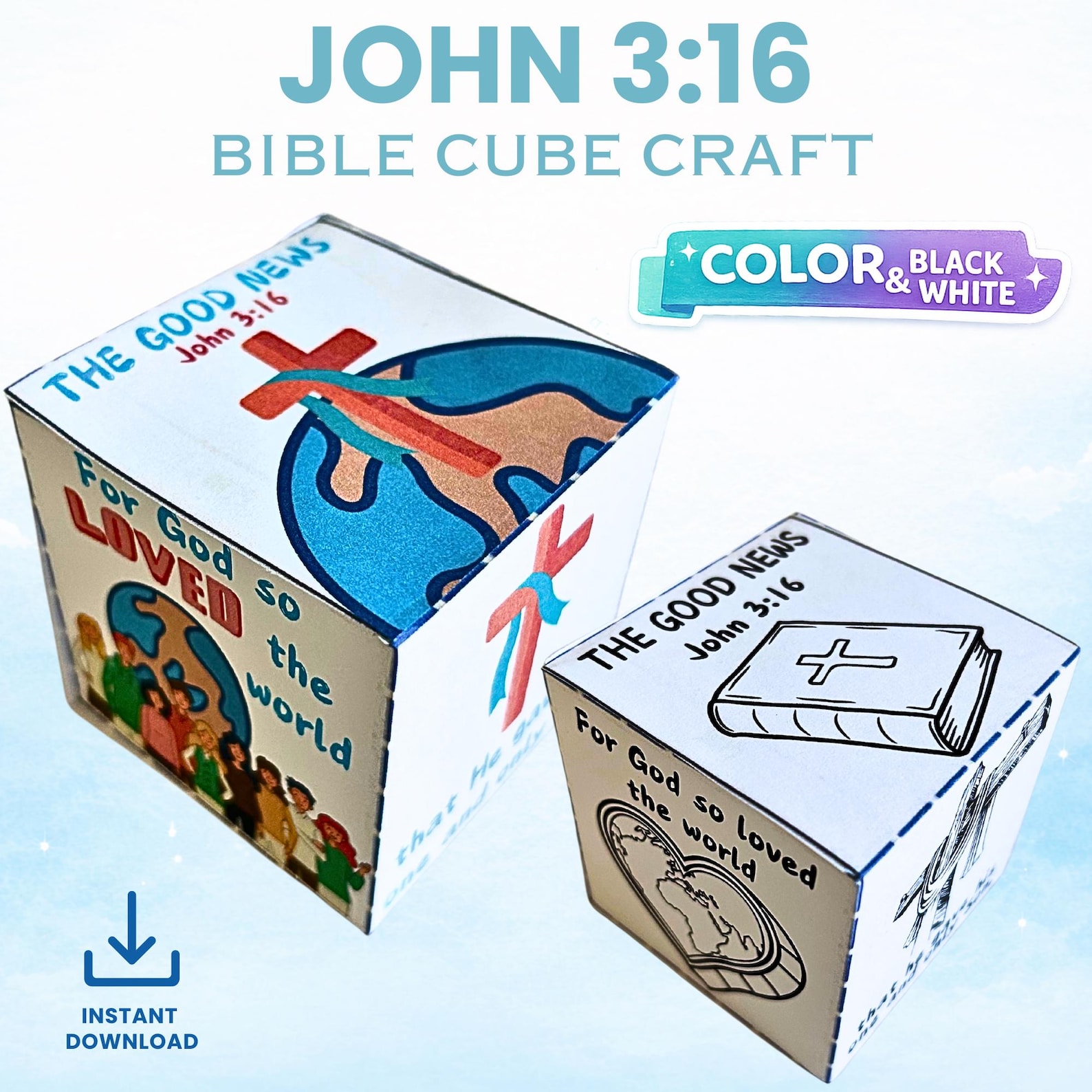 Printable John 3:16 Cube Craft, the Good News Bible Verse Memory Game ...