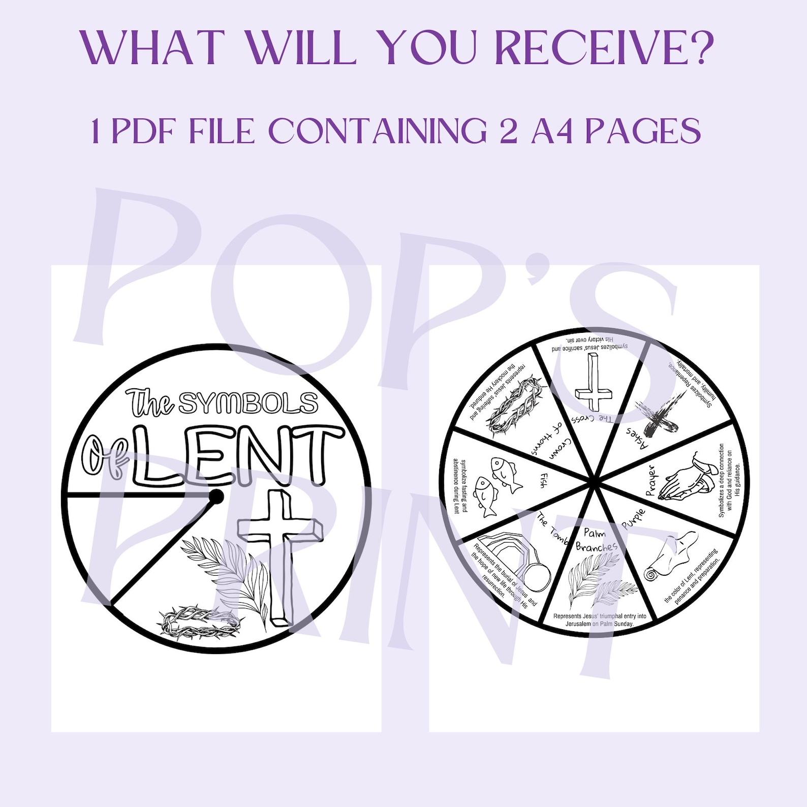 Printable Lent Symbols Sunday School Craft Coloring Spinner Wheel, Kids ...