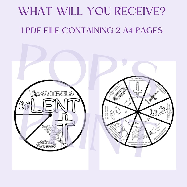 Printable Lent Symbols Sunday School Craft Coloring Spinner Wheel, Kids ...