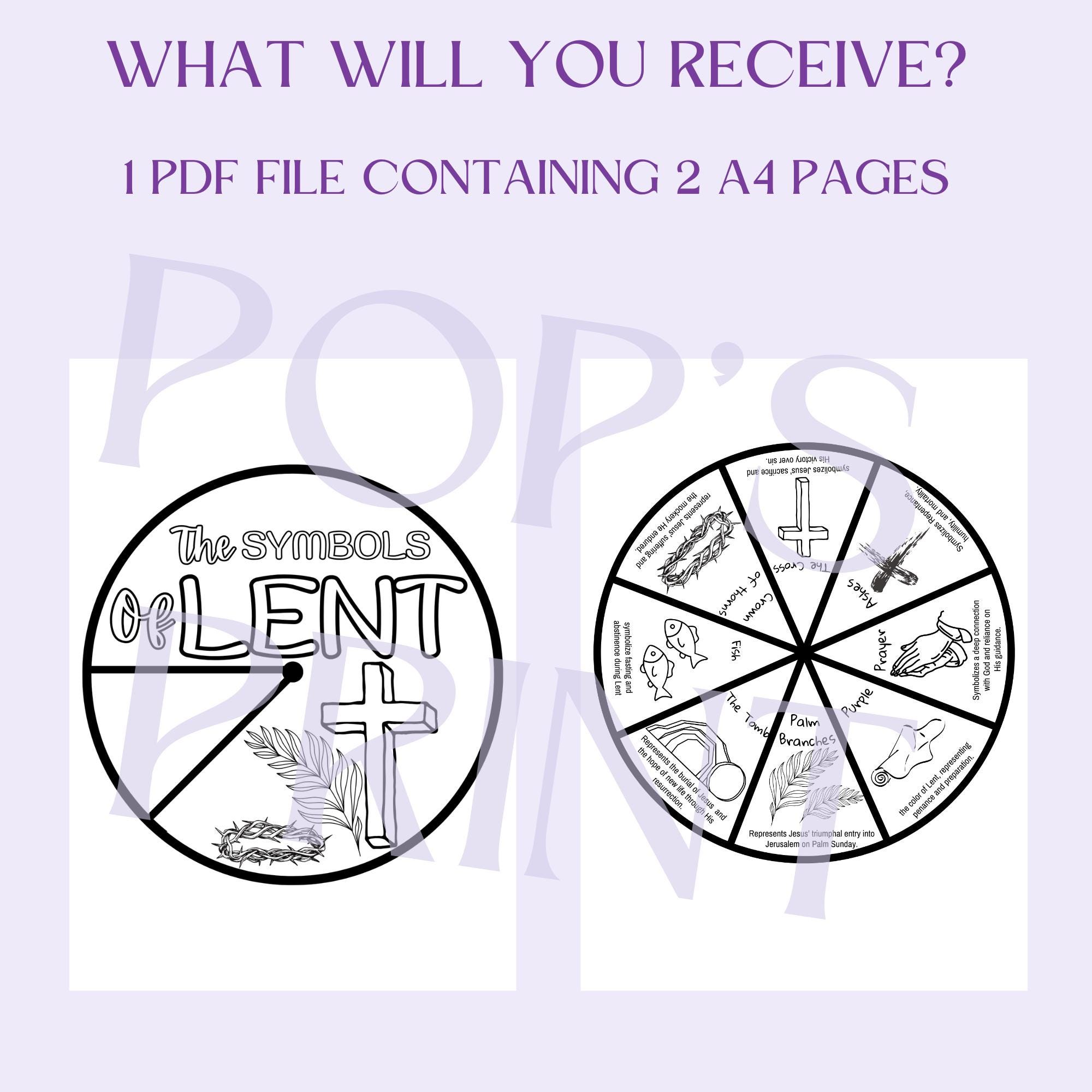 Printable Lent Symbols Sunday School Craft Coloring Spinner Wheel, Kids ...