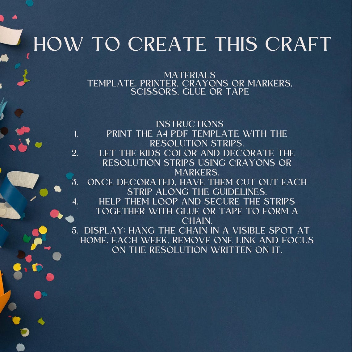 Christian Kids New Year Resolutions Paper Chain Garland Craft Printable ...