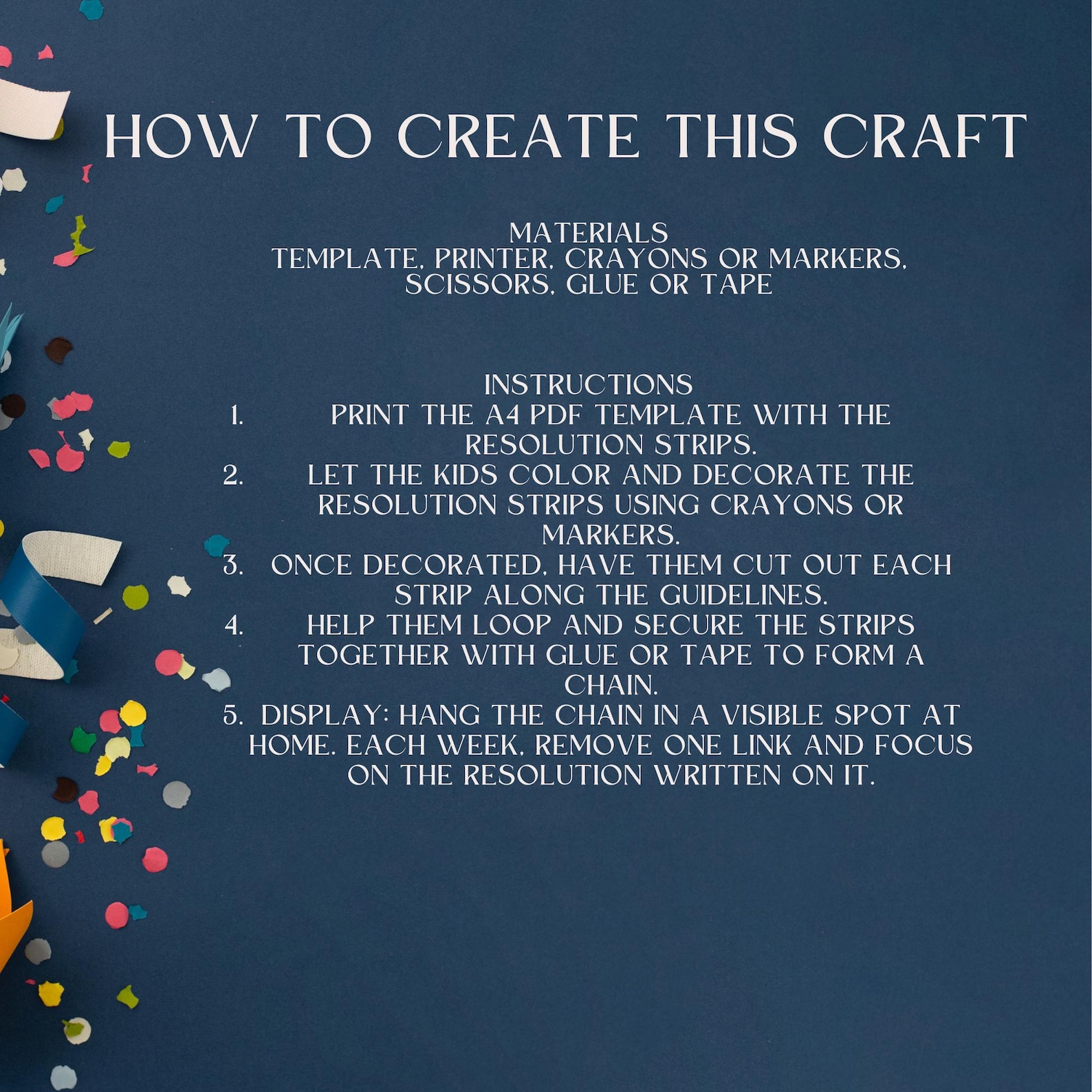 Christian Kids New Year Resolutions Paper Chain Garland Craft Printable ...