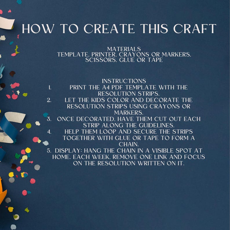 Christian Kids New Year Resolutions Paper Chain Garland Craft Printable ...