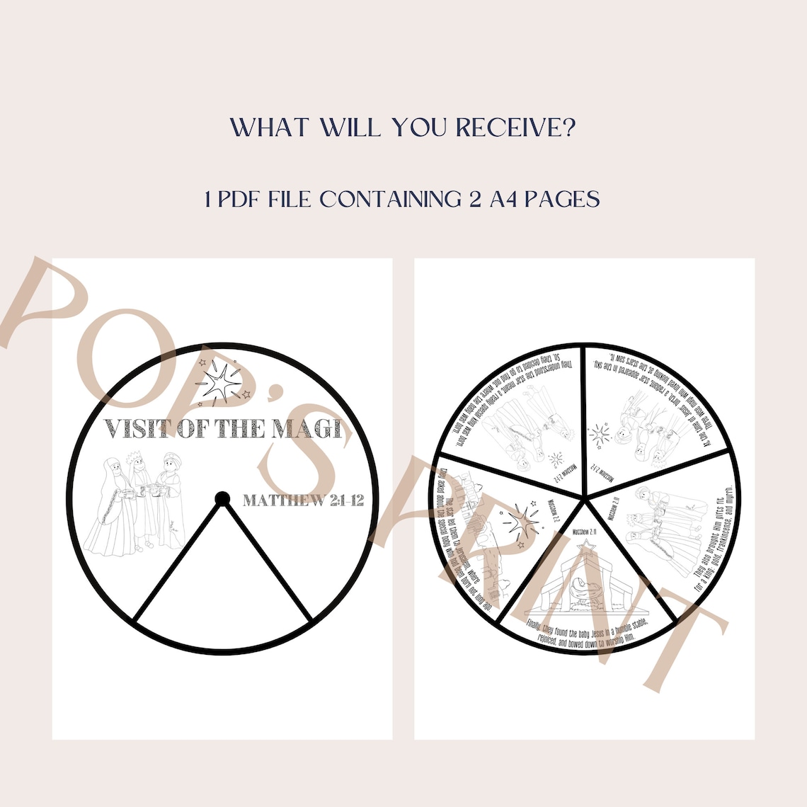 Visit of the Magi Coloring Spinner Wheel Nativity Craft Sunday School ...