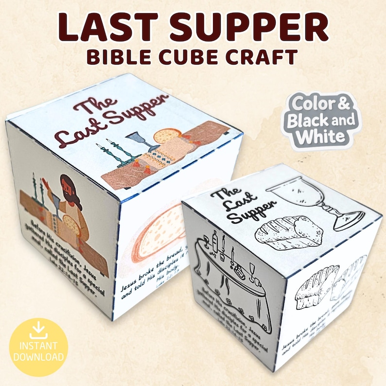 The Last Supper Cube Craft | Easter Sunday School Bible Activity ...