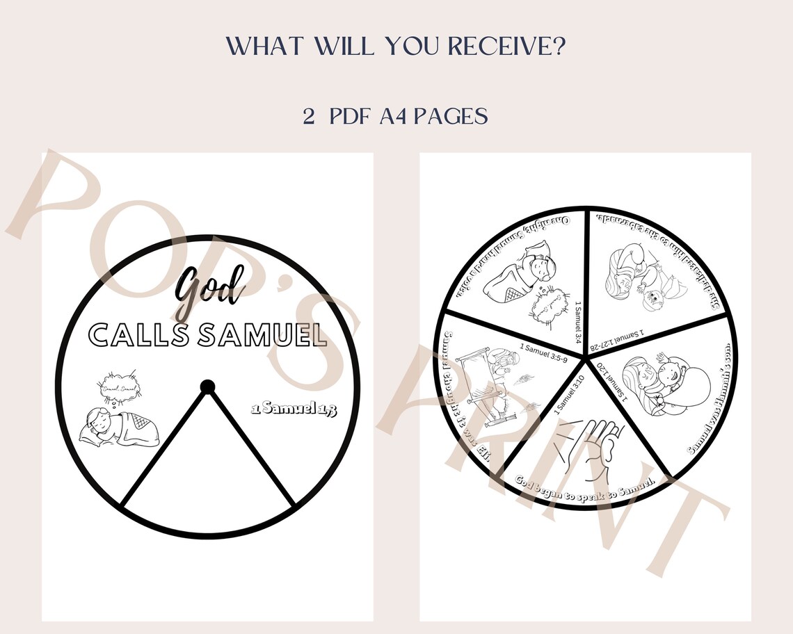 Printable Coloring Spinner Wheel: God Calls Samuel, Eli and Samuel ...