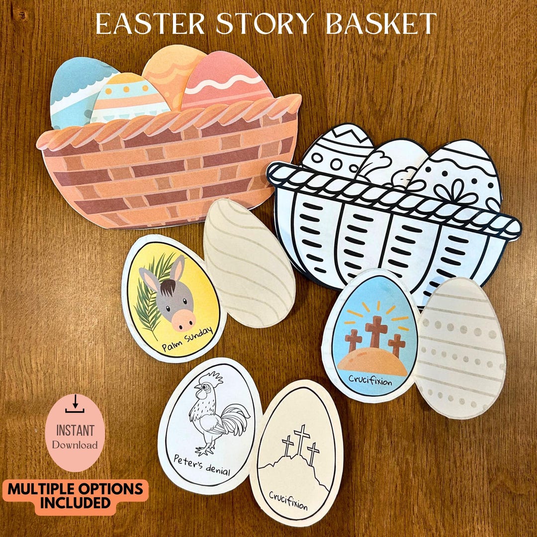 Easter Story Basket Easter Eggs for Kids| Printable Sunday School Craft ...