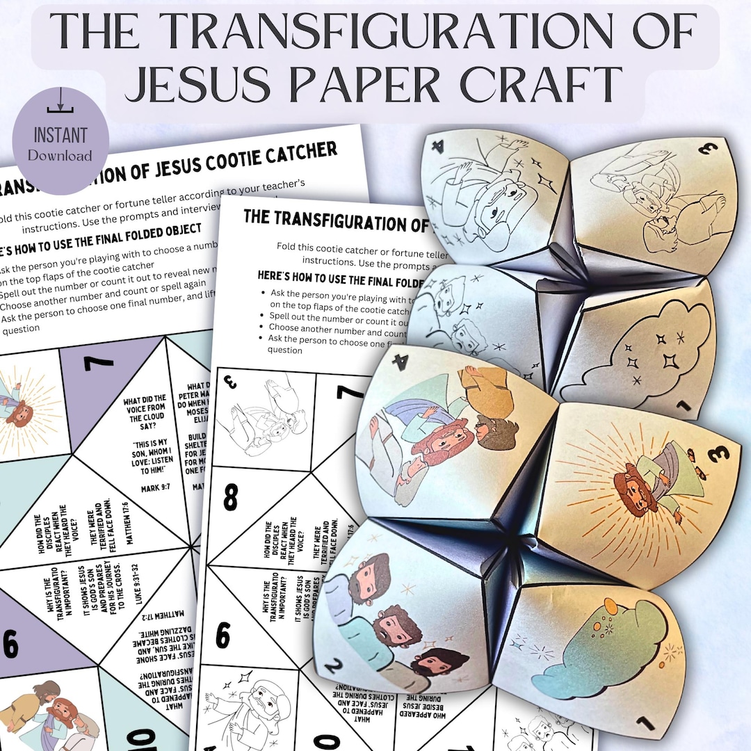 Transfiguration of Jesus Cootie Catcher| Printable Sunday School Bible ...