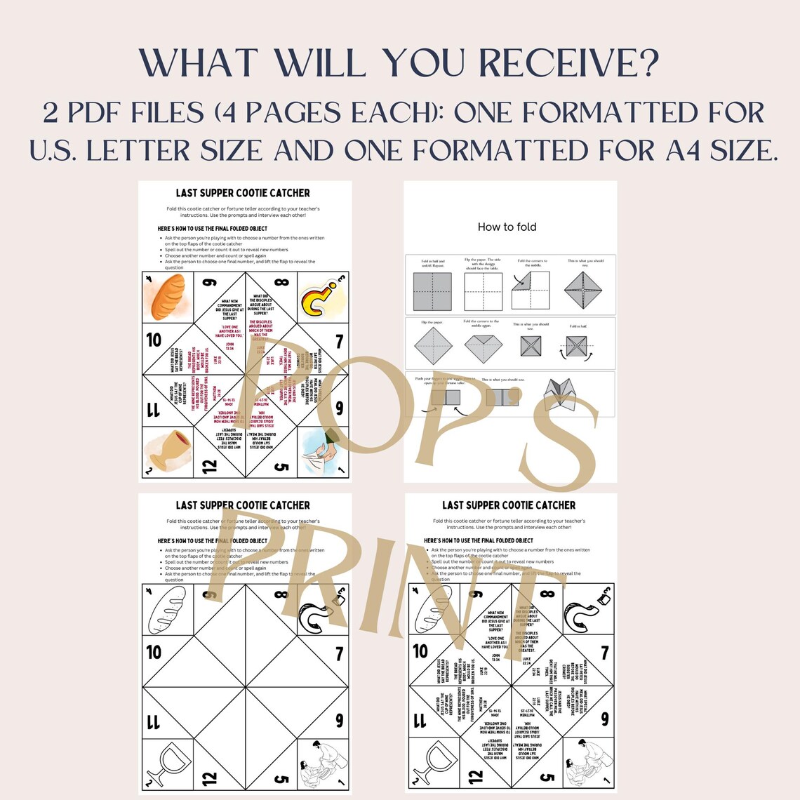 Last Supper Story for Kids| Cootie Catcher| Printable Sunday School ...