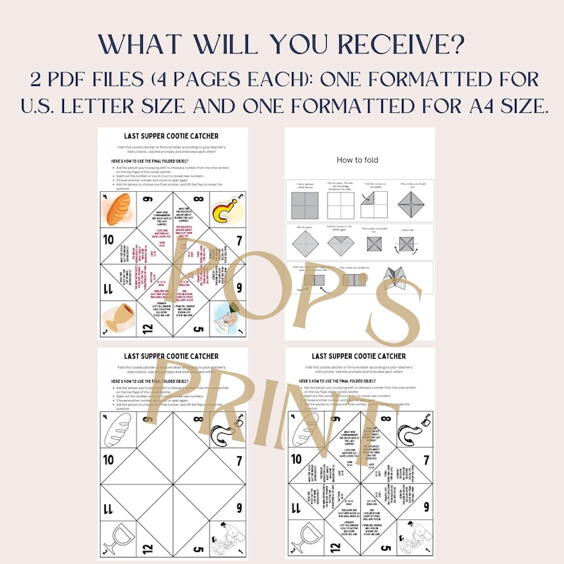 Last Supper Story for Kids| Cootie Catcher| Printable Sunday School ...