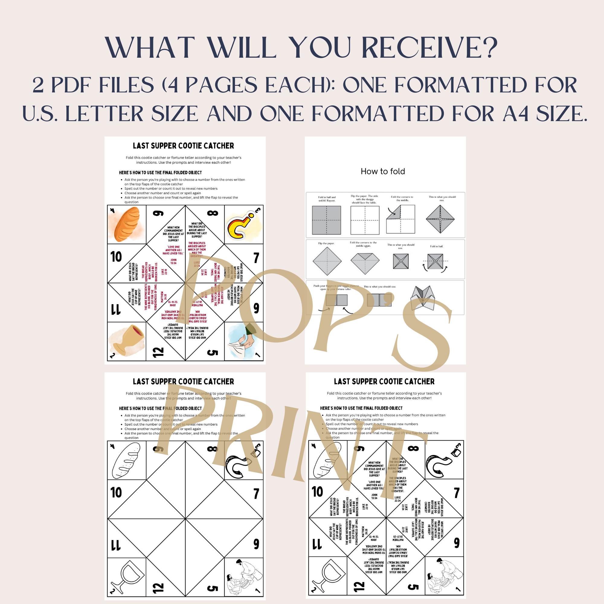 Last Supper Story for Kids| Cootie Catcher| Printable Sunday School ...