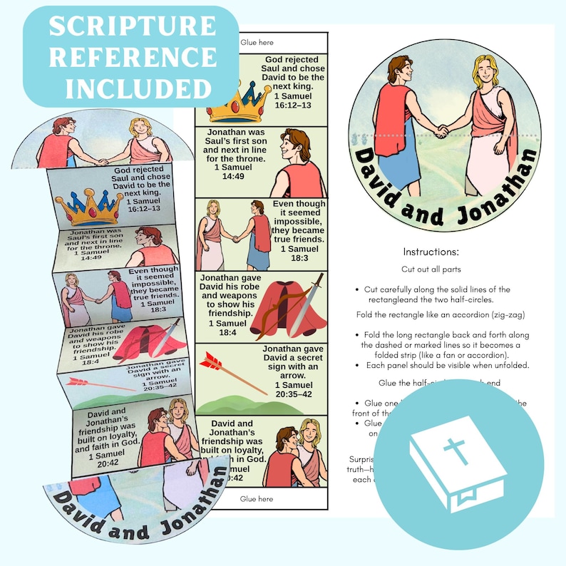 David and Jonathan Friendship Bible Craft for Kids – Printable Folding ...
