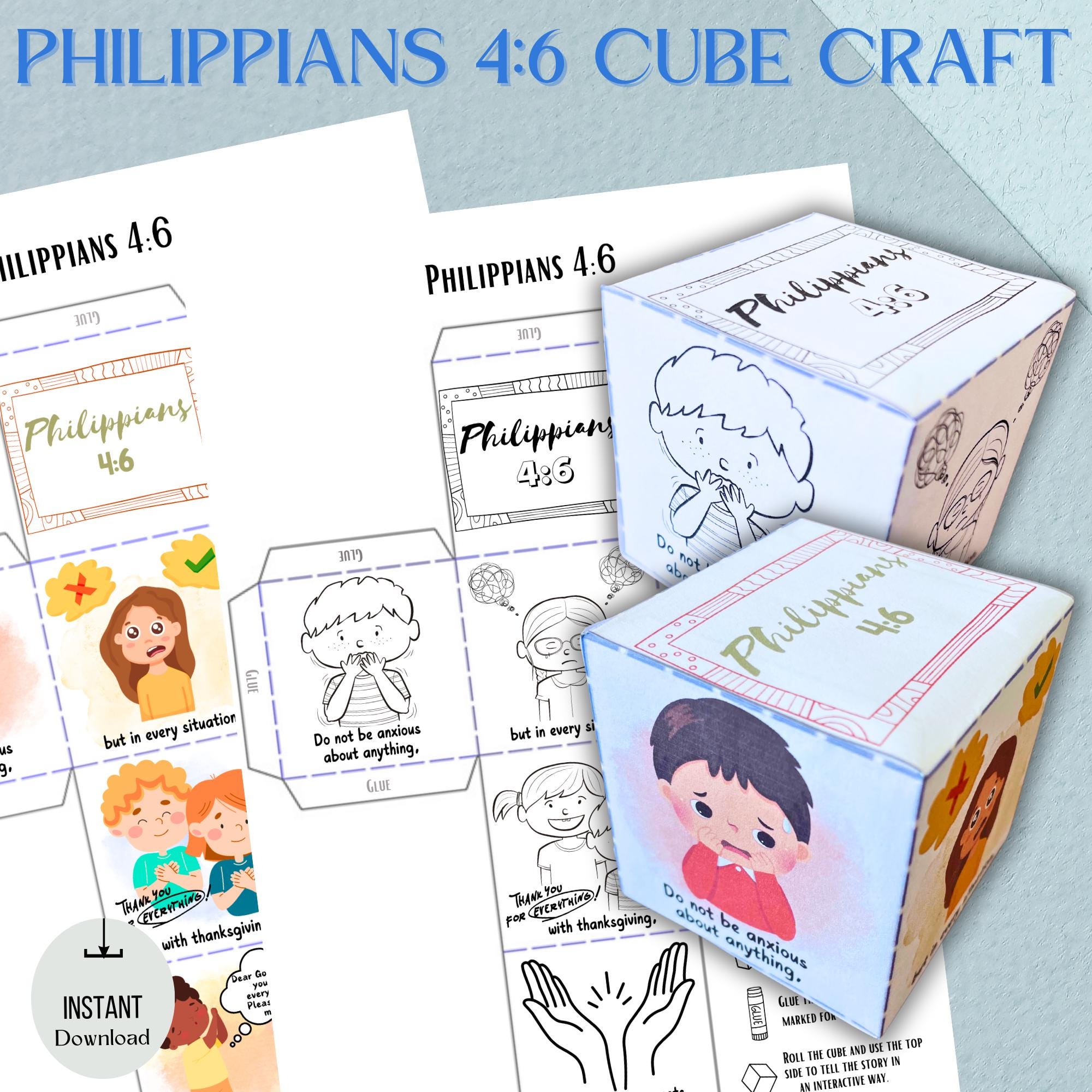 Philippians 4:6 Cube Craft, Philippians Printable Bible Activity ...