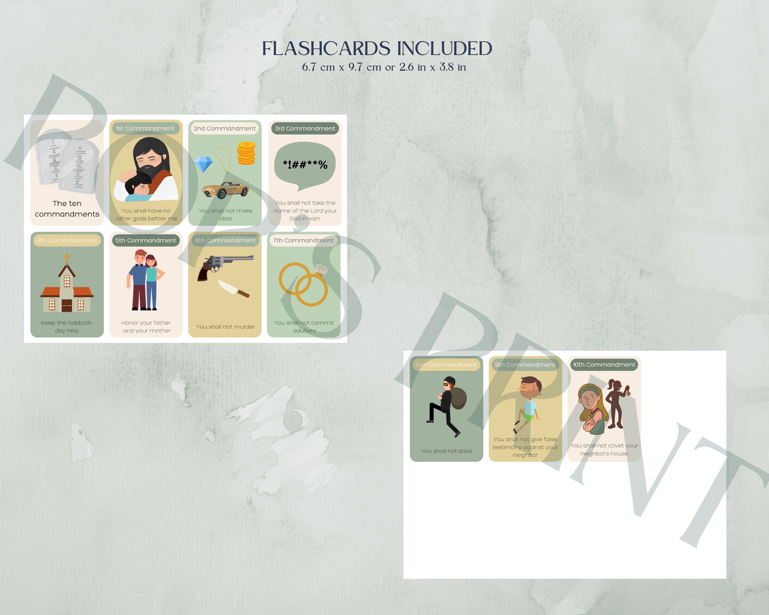 The Ten Commandments Flashcards Homeschool Bible Activity - Etsy Canada