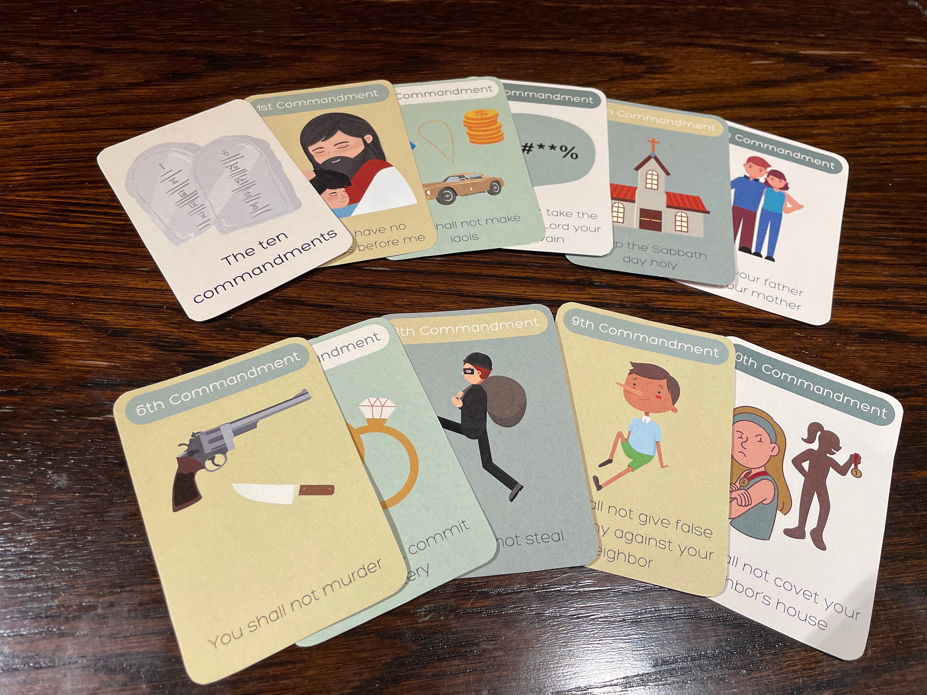 The Ten Commandments Flashcards Homeschool Bible Activity - Etsy Canada