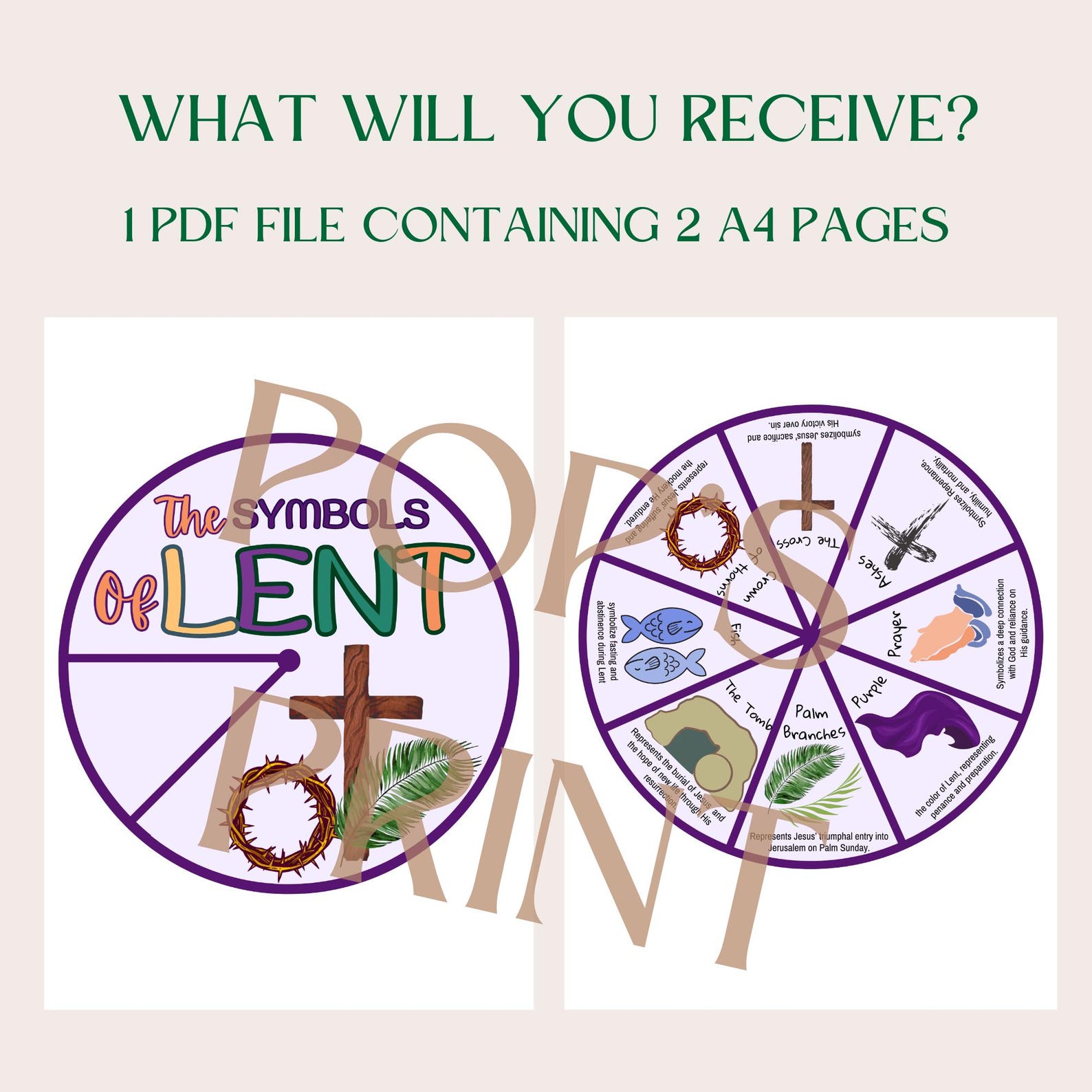Printable Lent Symbols Sunday School Craft Spinner Wheel, Kids Ministry ...