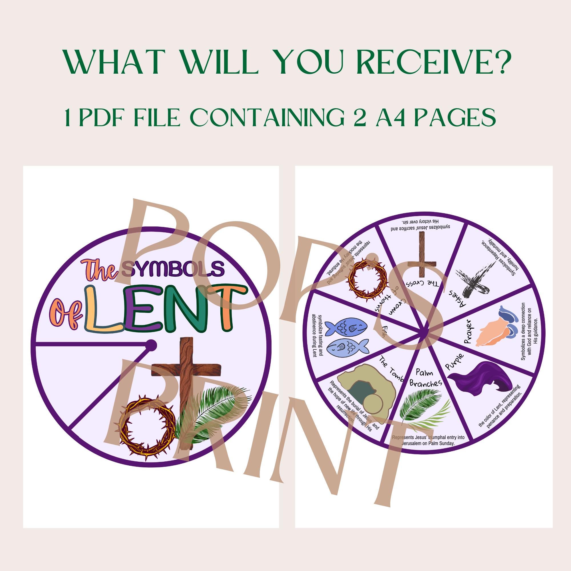 Printable Lent Symbols Sunday School Craft Spinner Wheel, Kids Ministry ...