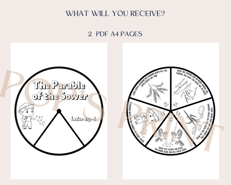 Printable Parable of the Sower Coloring Spinner Wheel | Bible Verse ...