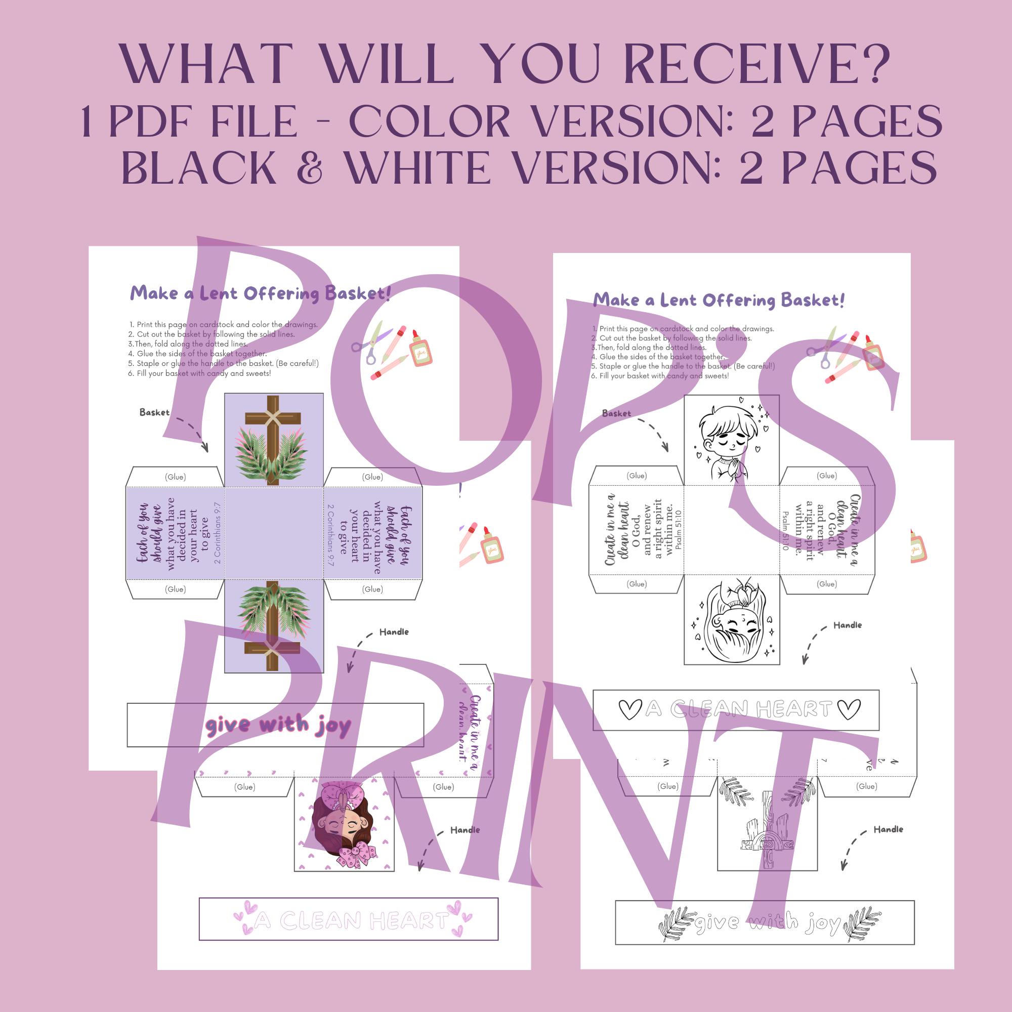 Lent Bible Verse Basket Printable Sunday School Easter Craft, Kids ...