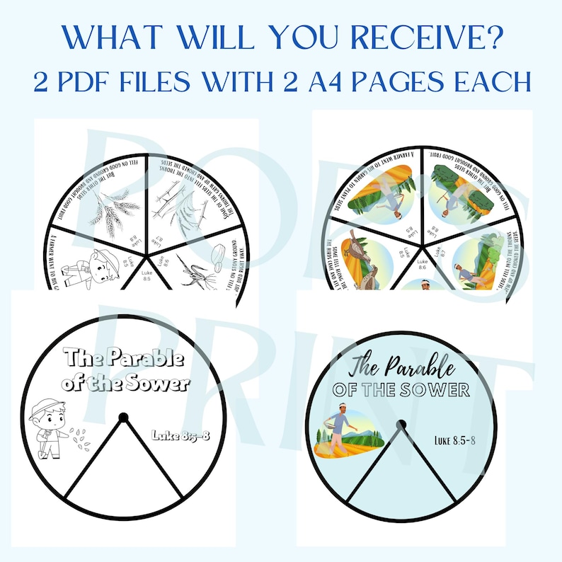 Printable Parable of the Sower Coloring Spinner Wheel | Bible Verse ...