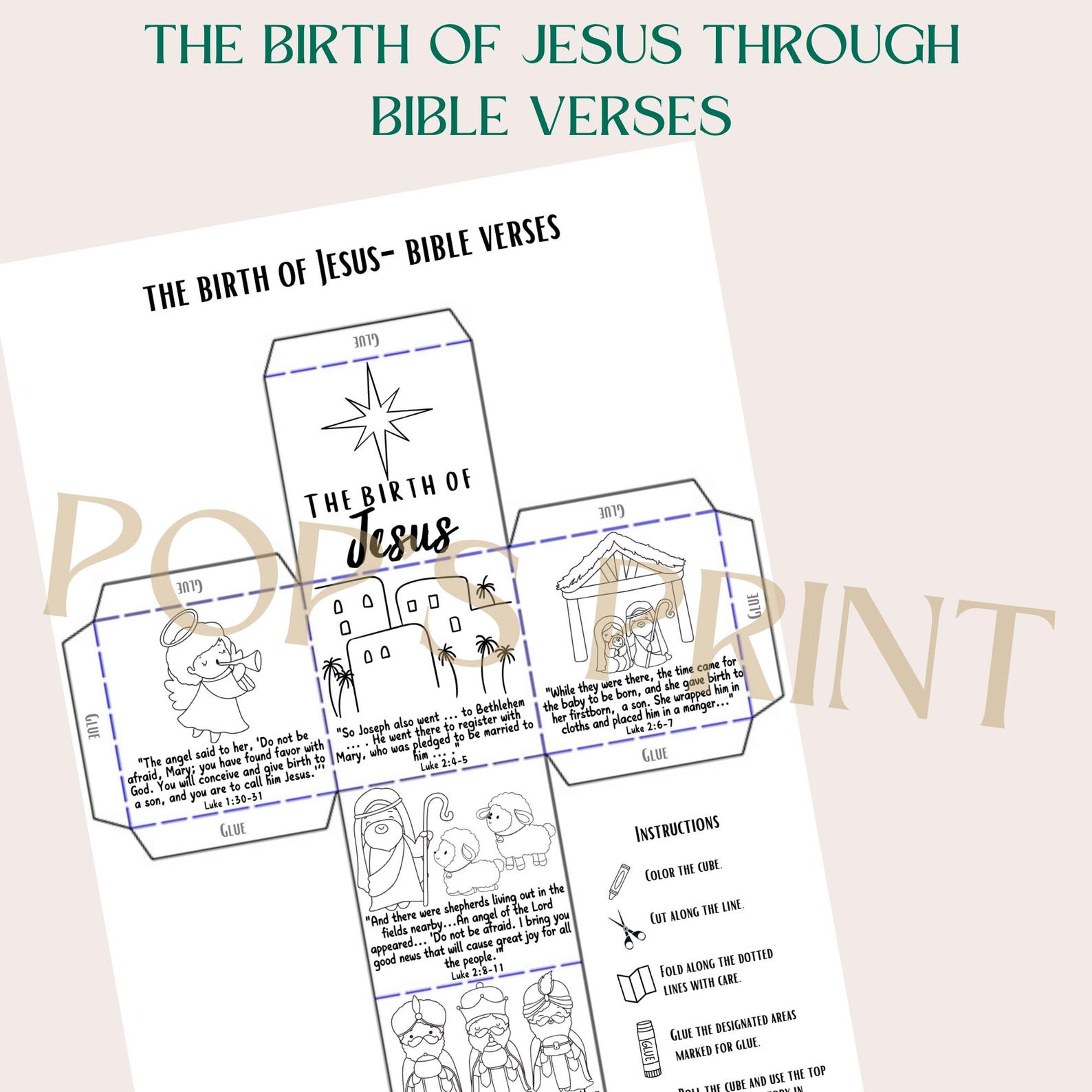 The Birth of Jesus 3D Cube Craft – Sunday School Advent Nativity ...