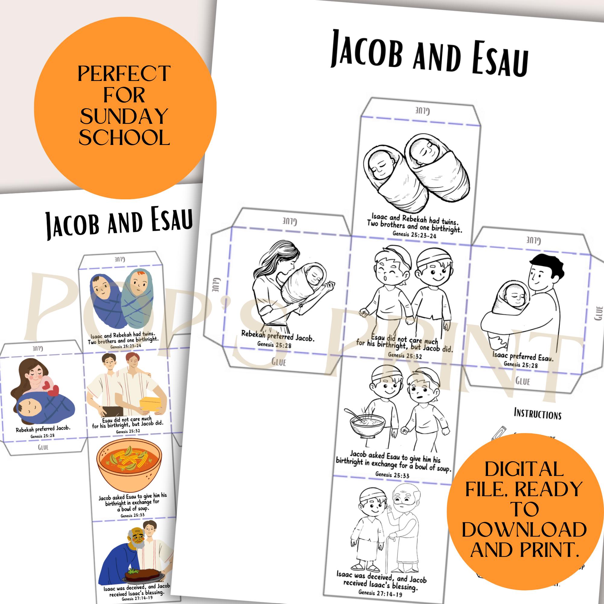Printable Jacob and Esau Cube Sunday School Craft | Kids' Ministry ...