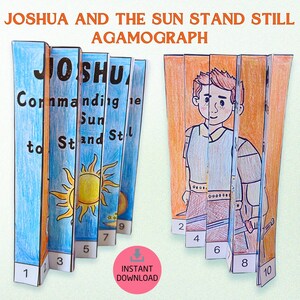 Printable Joshua and the Sun Stand Still Agamograph, Sunday School Craft, Bible Story Activity ...