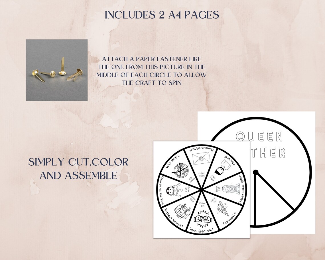 Queen Esther Coloring Spinner Wheel Queen Esther Craft - Etsy
