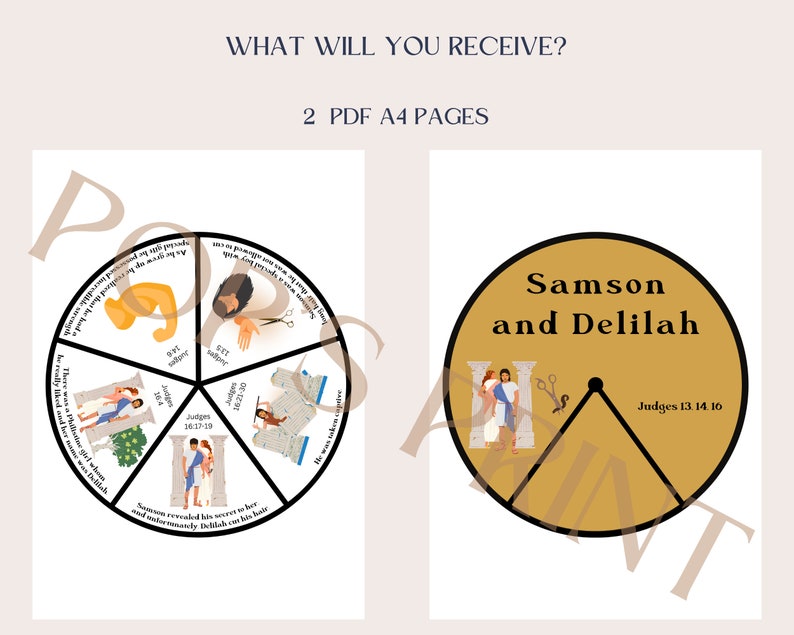Printable Samson and Delilah Spinner Wheel, Samson and Delilah Craft ...